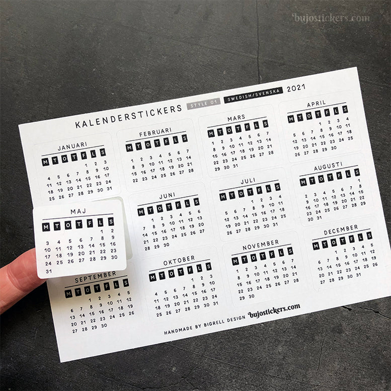 Kalenderstickers STYLE 01 • Calendar stickers in Swedish - Välj ÅR ...