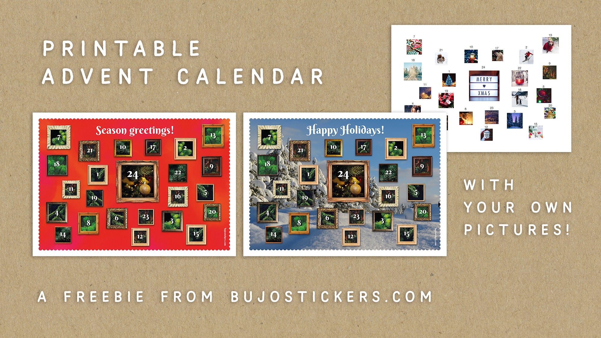 Advent calendar with your own photos – printable freebie – bujostickers
