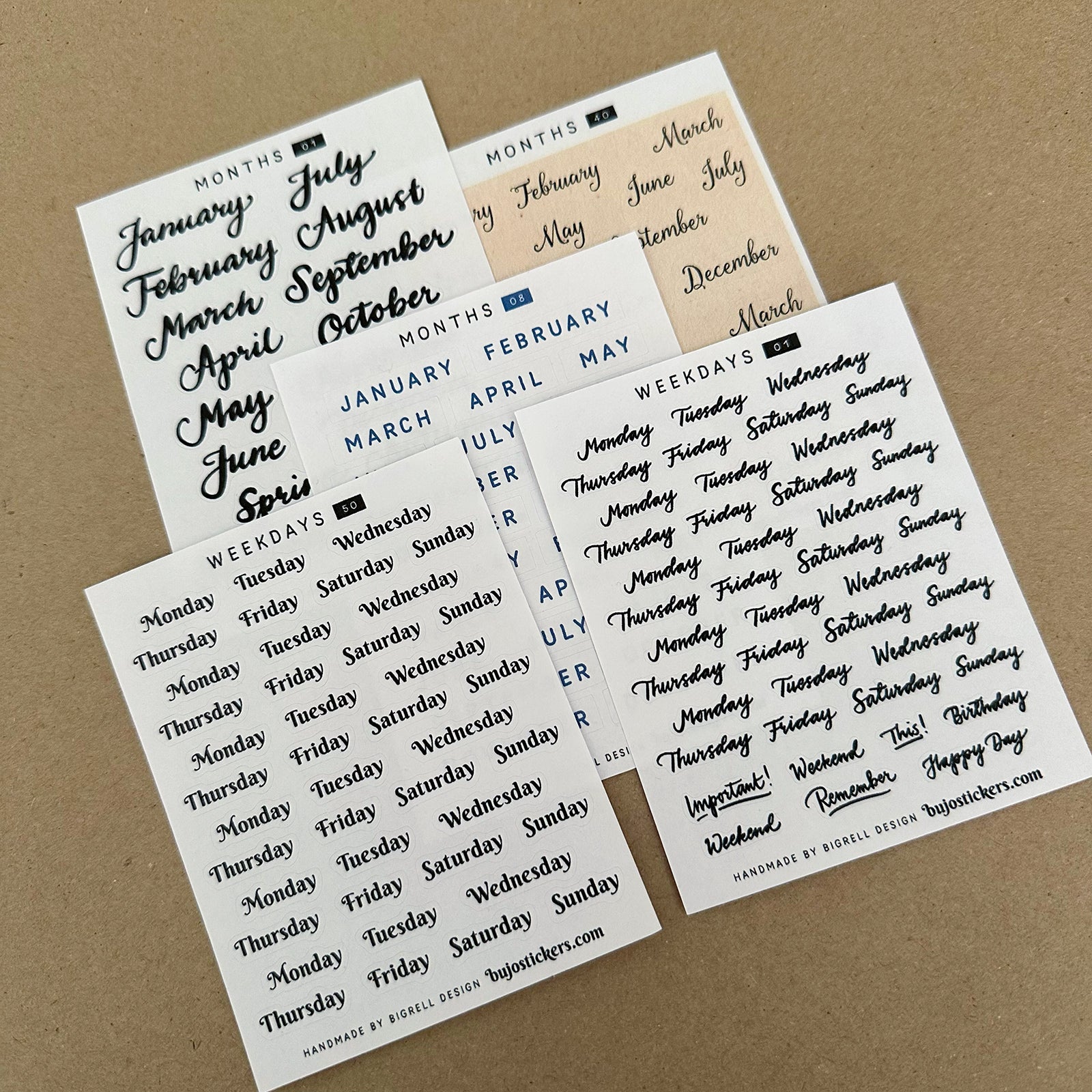 Weekdays & Months stickers – bujostickers