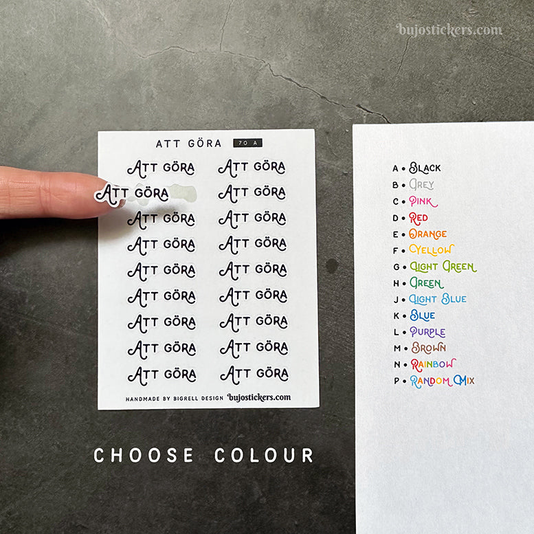 Att göra 70 • Rubrikstickers på svenska 🇸🇪 • 14 färgval • Headings in ...