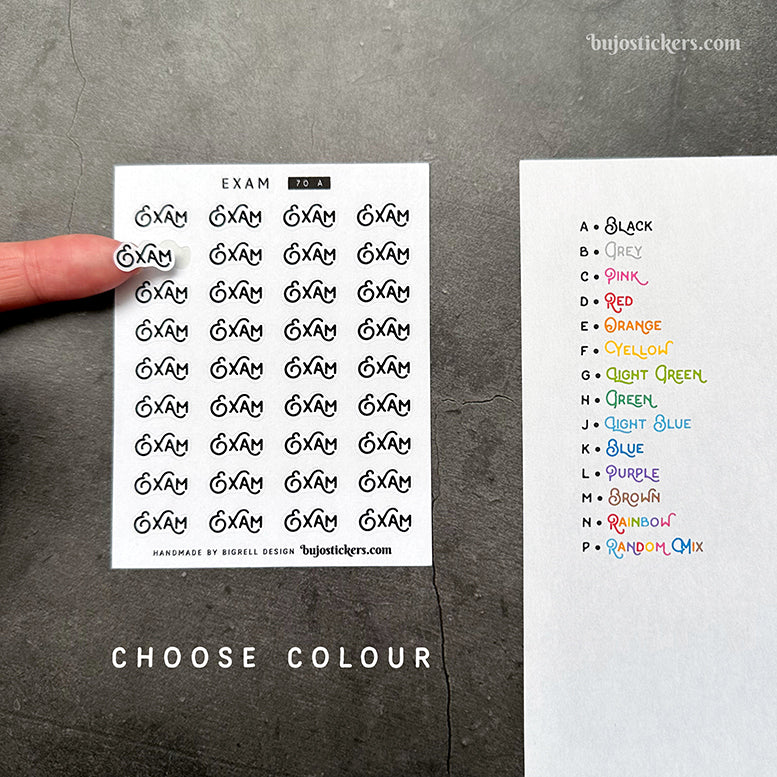 Exam 70 • Heading stickers • 14 colour options – bujostickers