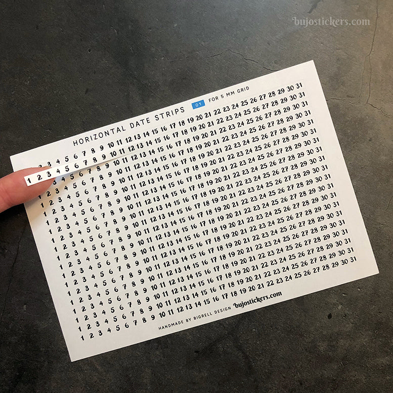 Horizontal Date Strips 01 – For 5 mm grid – bujostickers