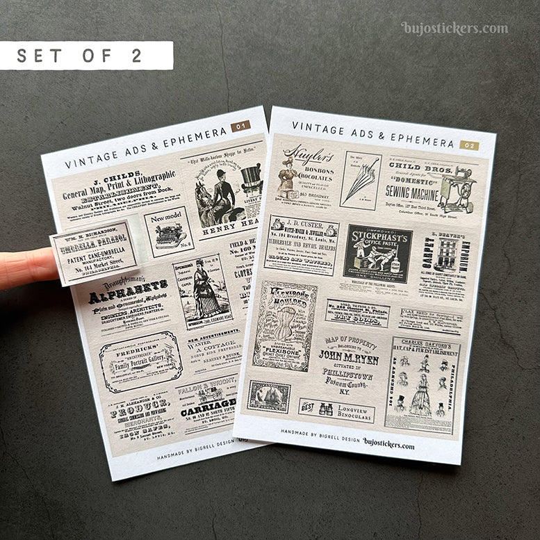 Stickers with vintage newspaper ads and ephemera. – bujostickers