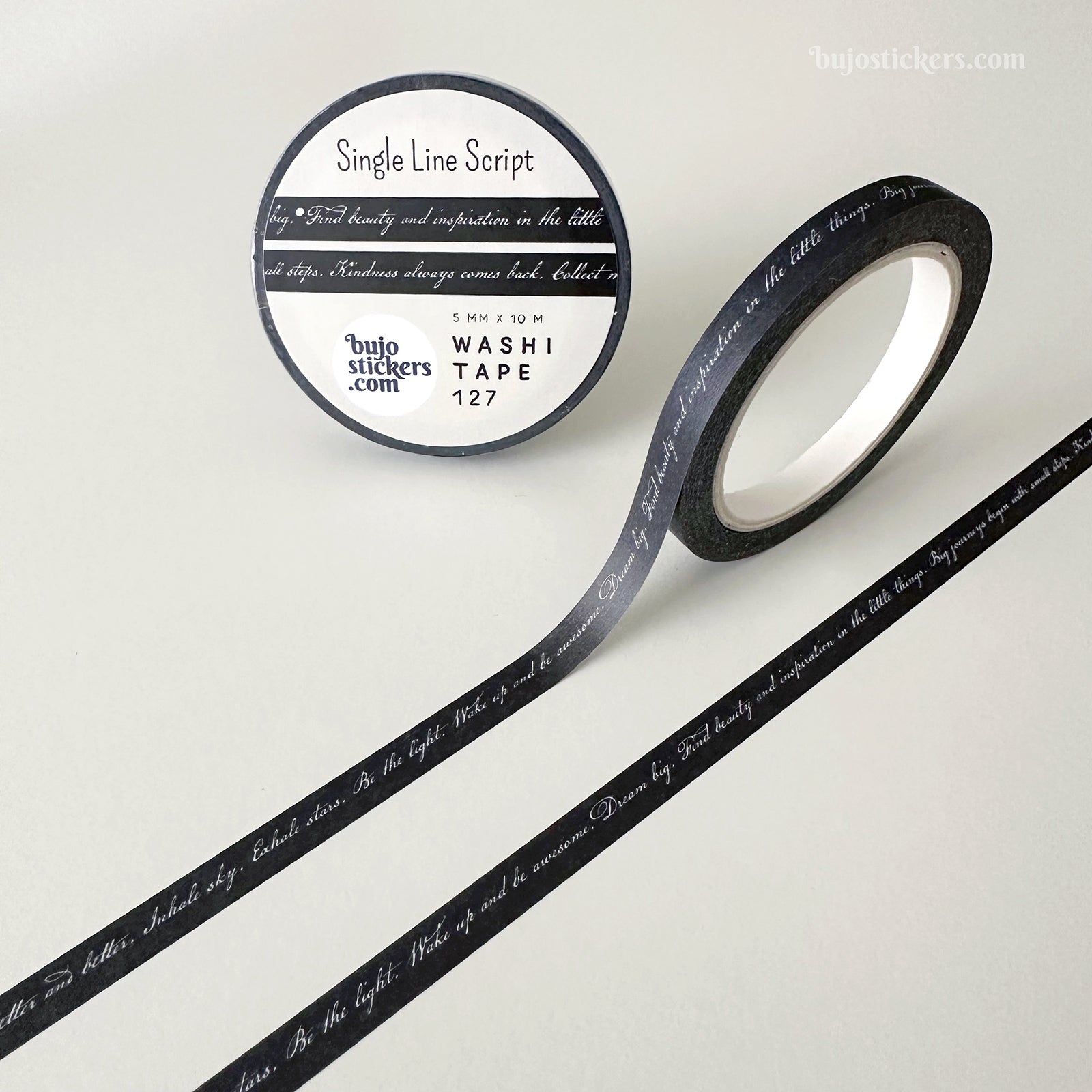 Washi tape 127 • Single line script tape • Black • 5 mm x 10 m ...