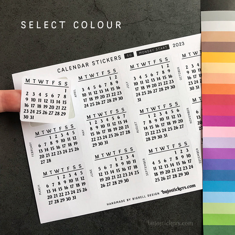 Calendar 50 • Monday start • 29 colour options – bujostickers