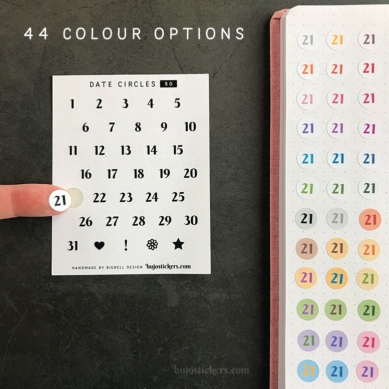 Date Circles 50 • 44 colour options – bujostickers