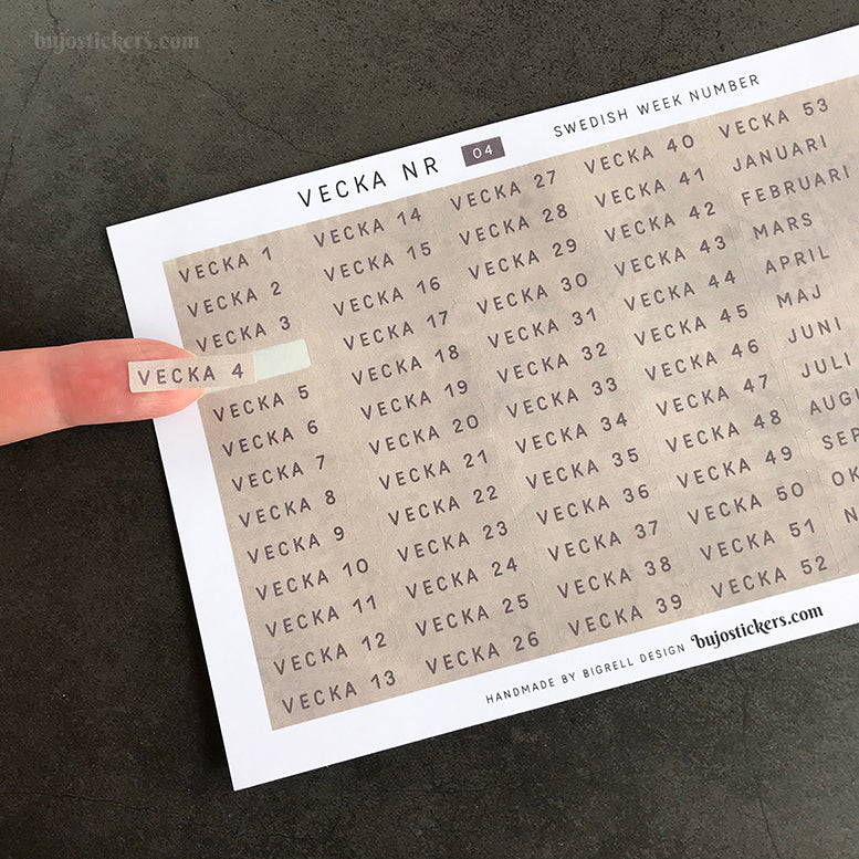 Vecka NR 04 • Swedish week numbers – bujostickers