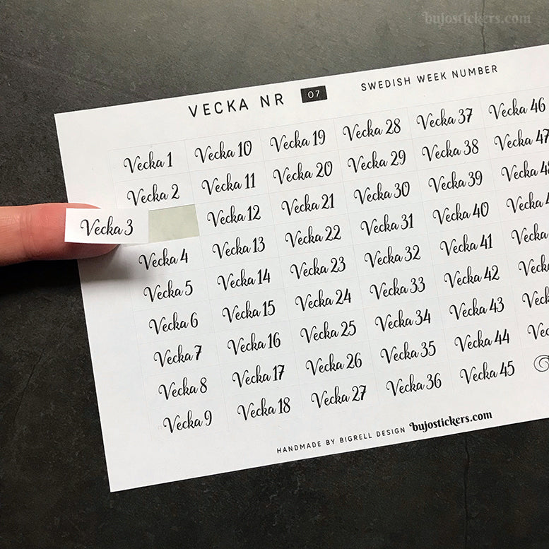 Vecka NR 07 • Swedish week numbers – bujostickers
