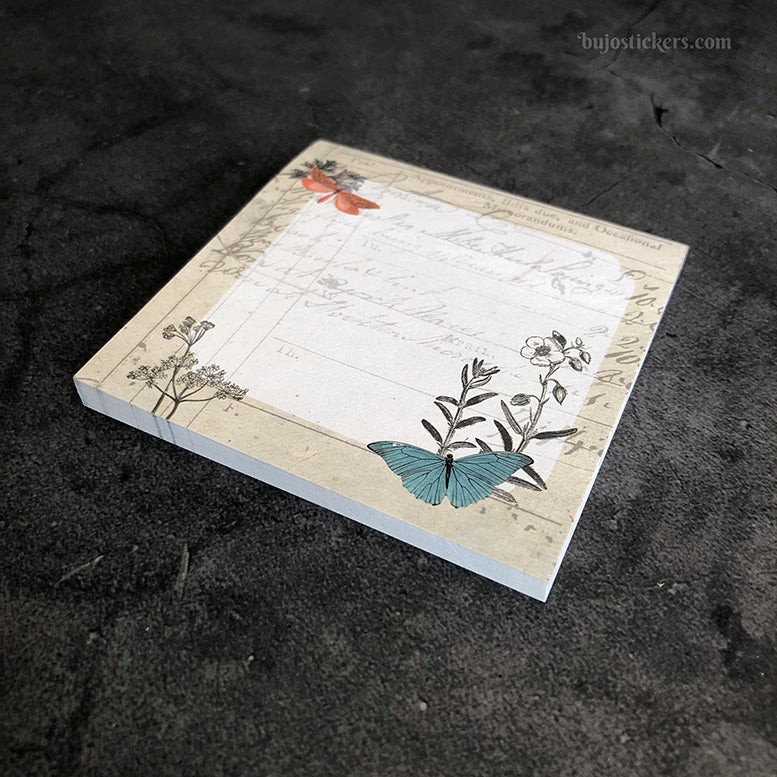 Sticky Notes 07 • Vintage style botanics and butterflies – bujostickers