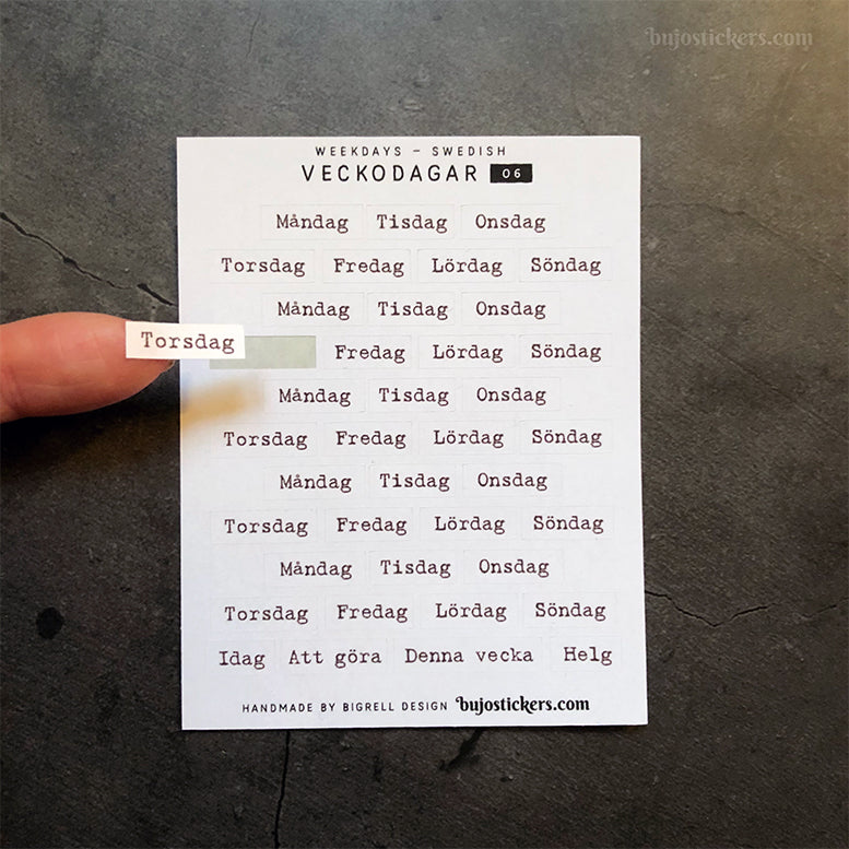 Veckodagar 06 • Weekdays in Swedish – bujostickers