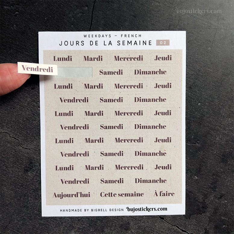 Weekdays FRENCH 02 – Jours de la semaine – bujostickers
