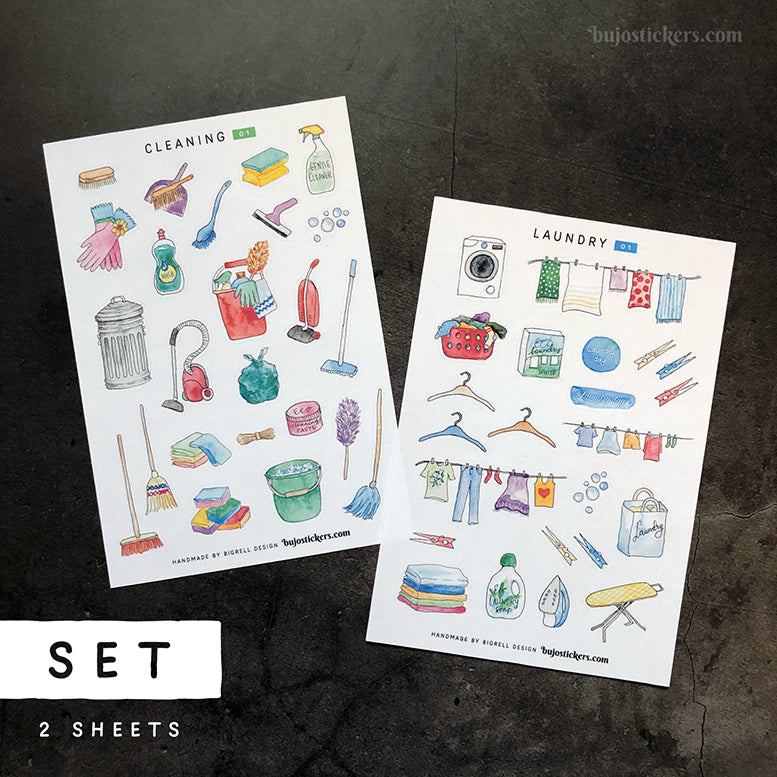 Cleaning & Laundry SET of 2 – bujostickers