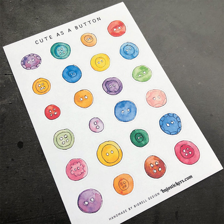 Cute as a button stickers – bujostickers