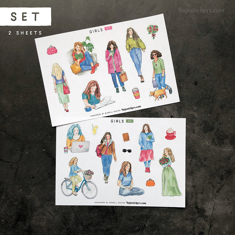 Girls SET of 2 • Girls 01 + 02 – bujostickers