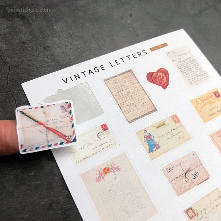 Vintage Letters. Handmade paper stickers. – bujostickers