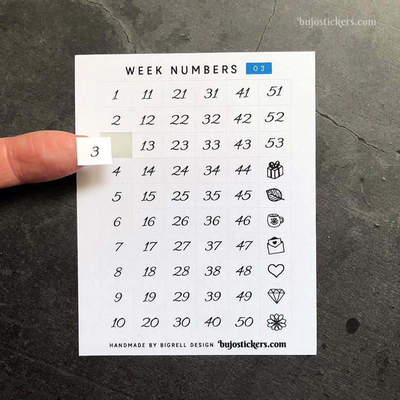 Week numbers 03 - numbers 1-53 – bujostickers